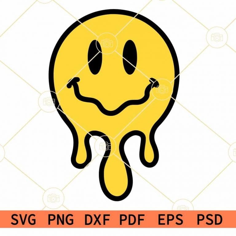 Melting Smiley SVG, melted smiley svg, Smiley Face Drip svg, Smiley ...