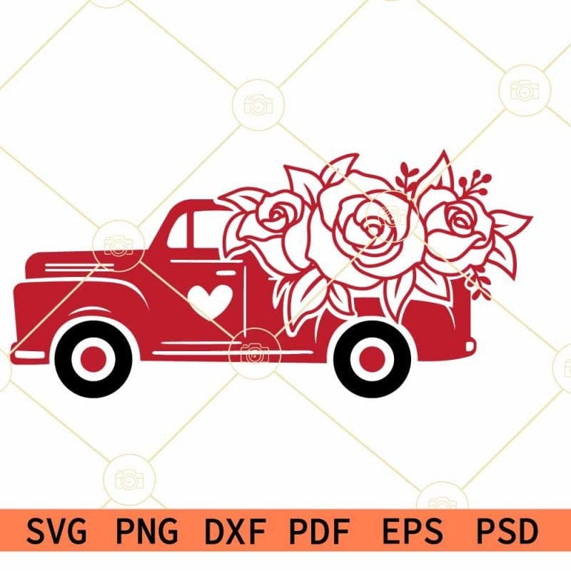 Valentine truck SVG free, Valentine Svg free, red truck svg free