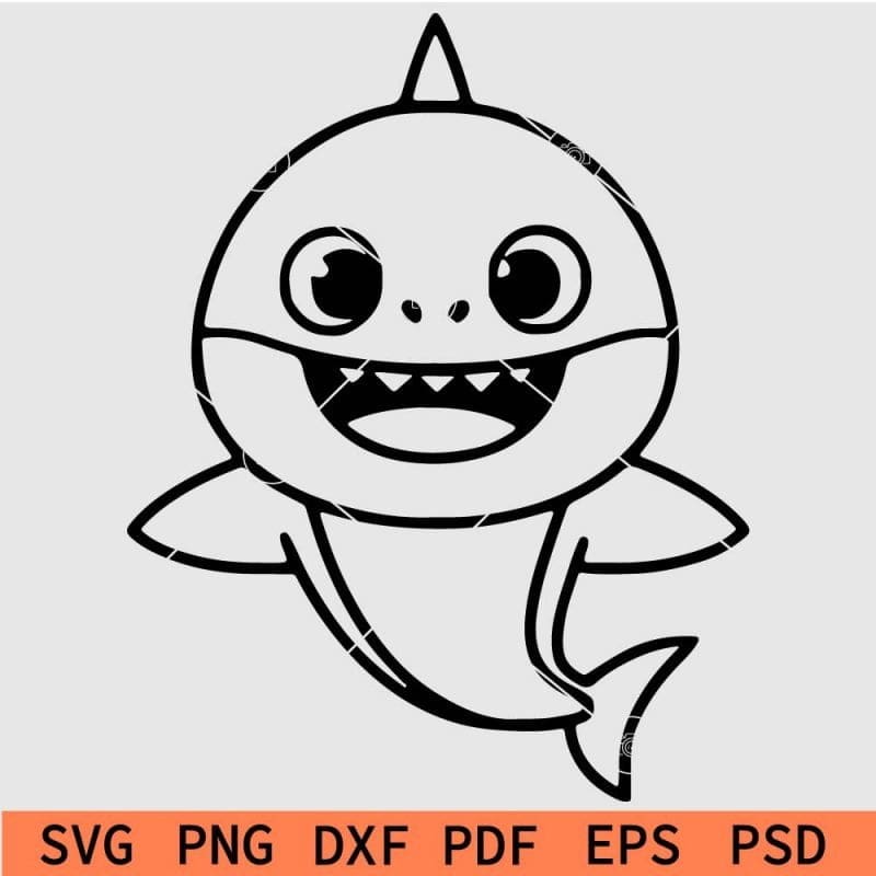 baby shark svg, layered baby shark svg, smiling baby shark svg, baby ...