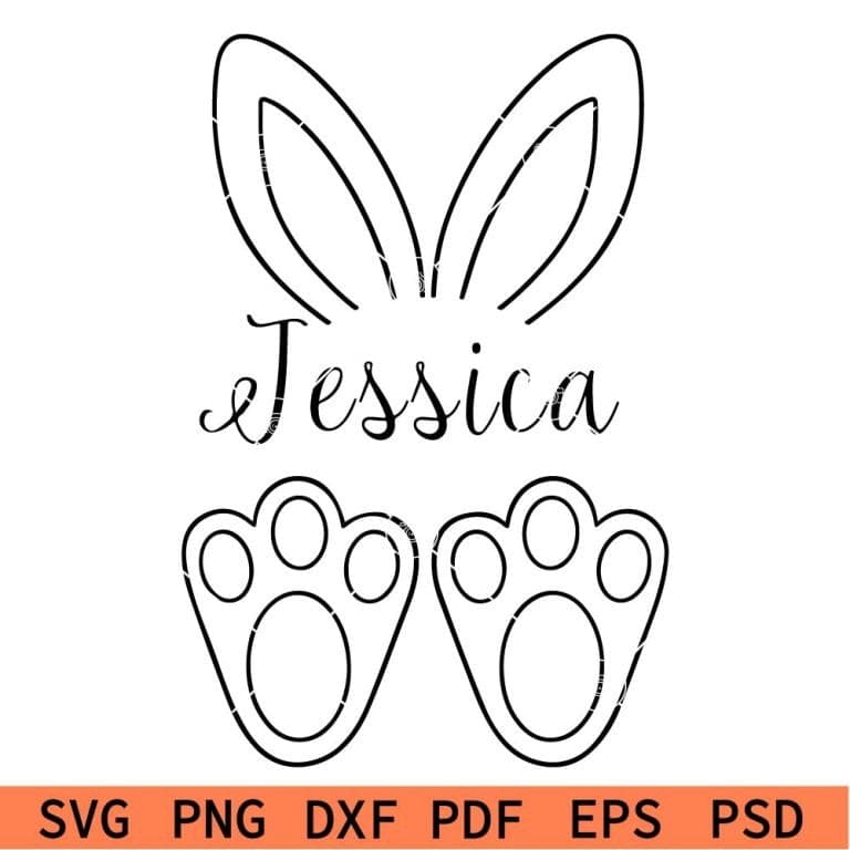 Bunny Feet and ears monogram svg, Bunny Jessica ears svg, Easter ...