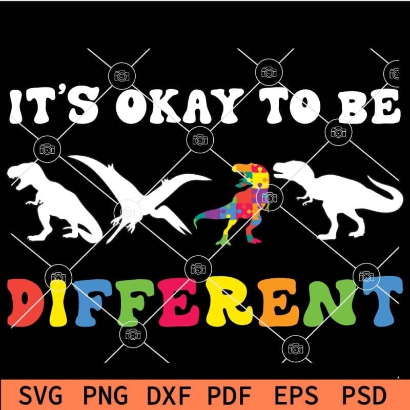 It's okay to be different svg, Autism awareness svg, Autism dino svg