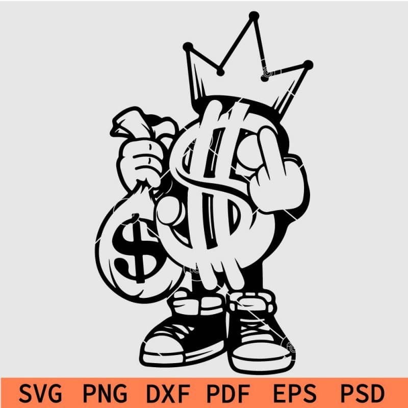King Money Middle Finger svg, US Dollar Crown SVG, US Currency Middle ...