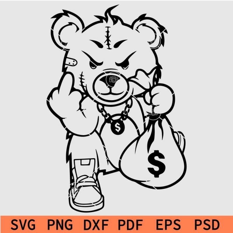Teddy Gang start middle finger svg, Teddy Rich gang SVG, Teddy bear ...