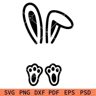 bunny ear and feet svg, Easter bunny svg, rabbits ears and feet svg ...