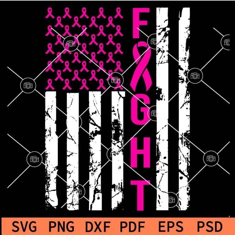 Patriotic Fight Cancer SVG, Fight Flag SVG, Cancer Ribbon Flag SVG, US ...