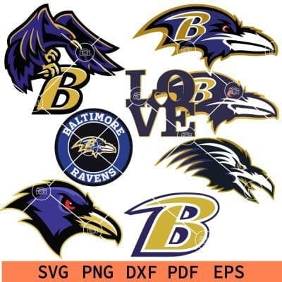 Baltimore Ravens Bundle SVG, Baltimore Ravens Logo svg, Raven head SVG