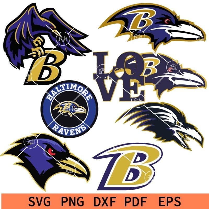 Baltimore Ravens Bundle SVG, Baltimore Ravens Logo svg, Raven head SVG