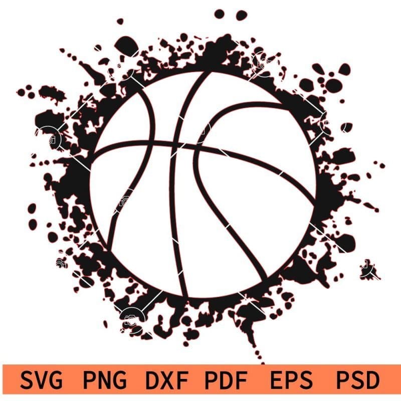 Basketball Splatter Black SVG, Basketball Season SVG, Basketball SVG