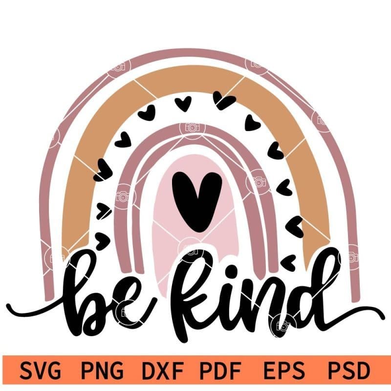 Be Kind Boho Rainbow SVG, Boho Rainbow Be Kind SVG, Kindness Rainbow SVG