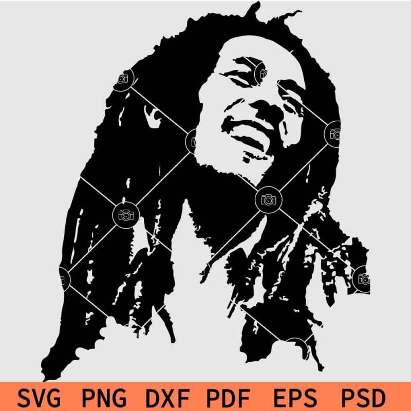 Distressed Bob Marley Portrait SVG, Grunge Bob Marley Portrait SVG