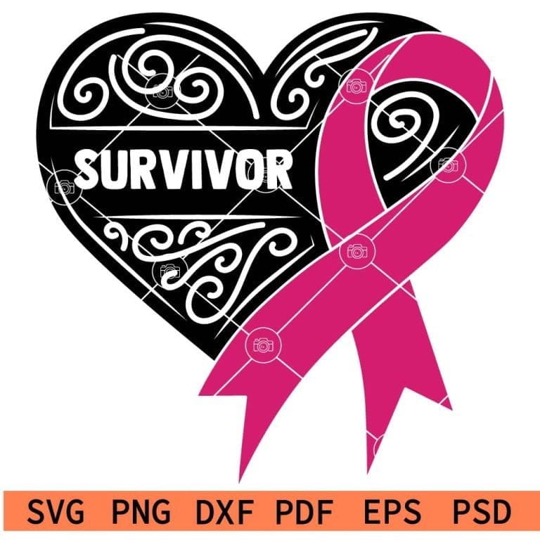 Survivor Heart SVG, Survivor Ribbon SVG, Survivor Heart and Ribbon SVG ...