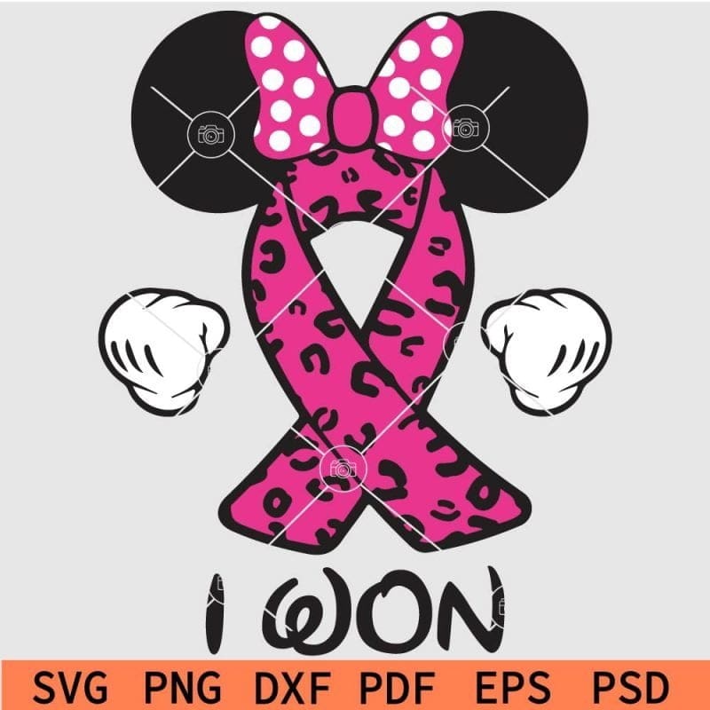 Minnie Pink Ribbon Svg, I Won Cancer awareness Ribbon SVG, Disney ...