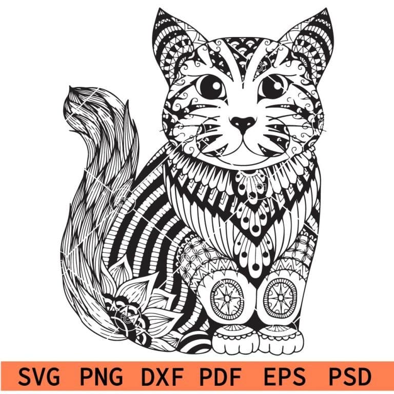Cat Mandala SVG, Mandala cat SVG, Cat life svg