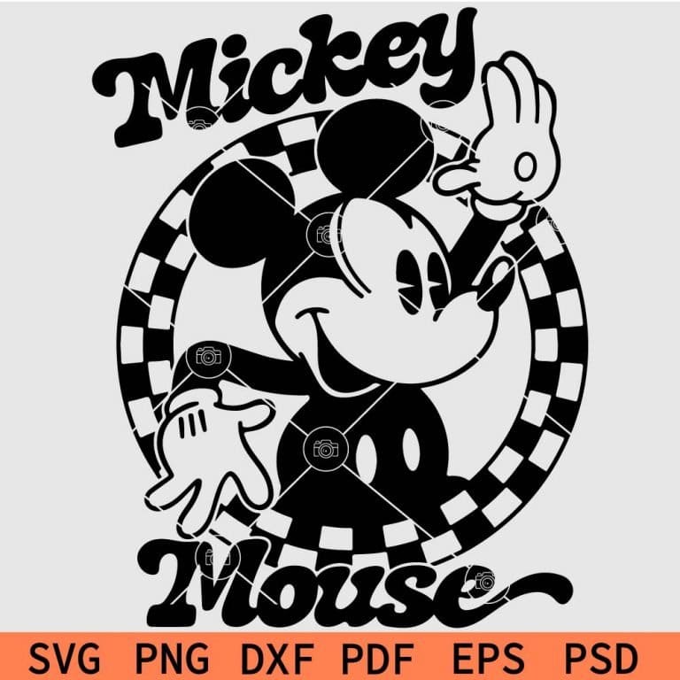 Checkered Magical Mickey Mouse Waving SVG, Vintage Disney inside ...