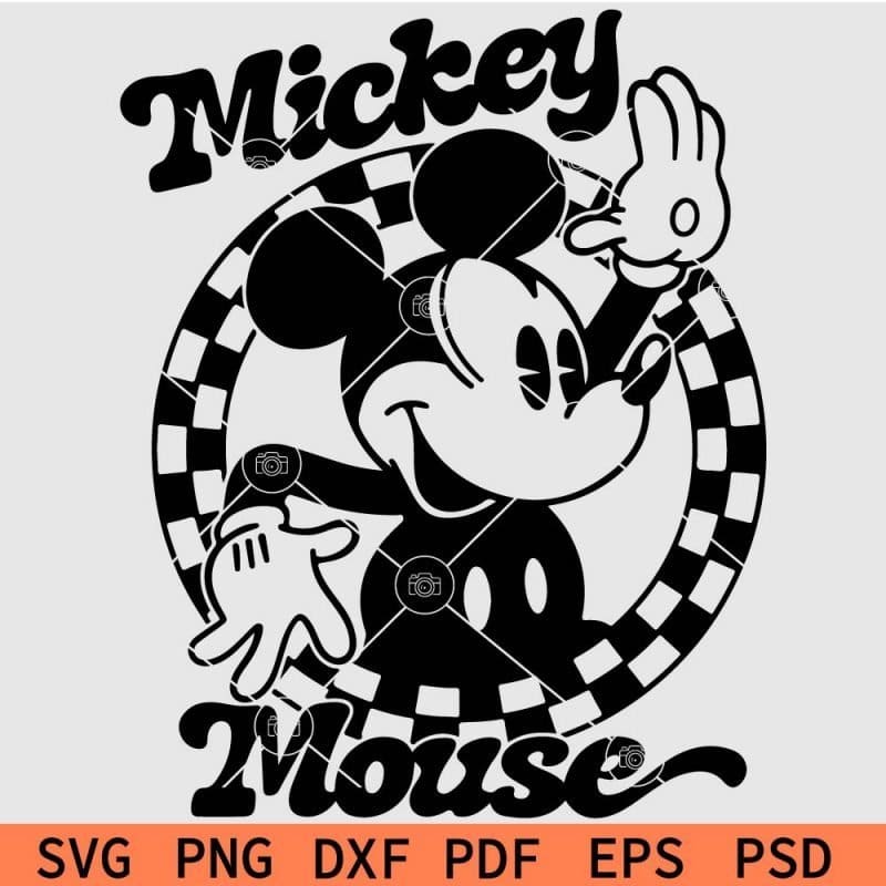 Checkered Magical Mickey Mouse Waving SVG, Vintage Disney inside ...