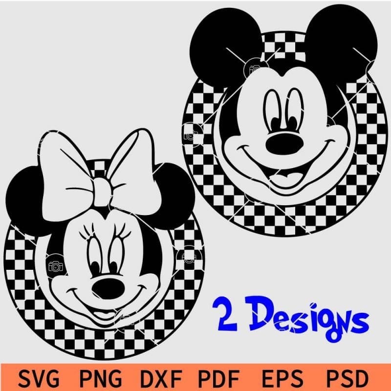 Checkered Mickey Minnie SVG, Checkered Disney Bundle SVG, Disney Ears ...