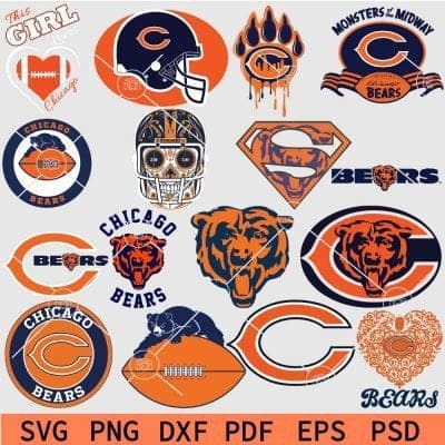 Chicago Bears Official Logo Bundle SVG, Chicago Bears Football Bundle ...