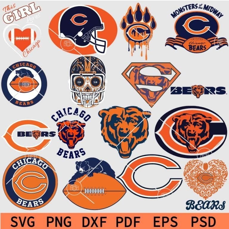 Chicago Bears Official Logo Bundle SVG, Chicago Bears Football Bundle ...