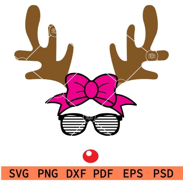 Rudolph the Red Nosed Reindeer SVG, Girl Rudolph Face Svg, Rudolph ...