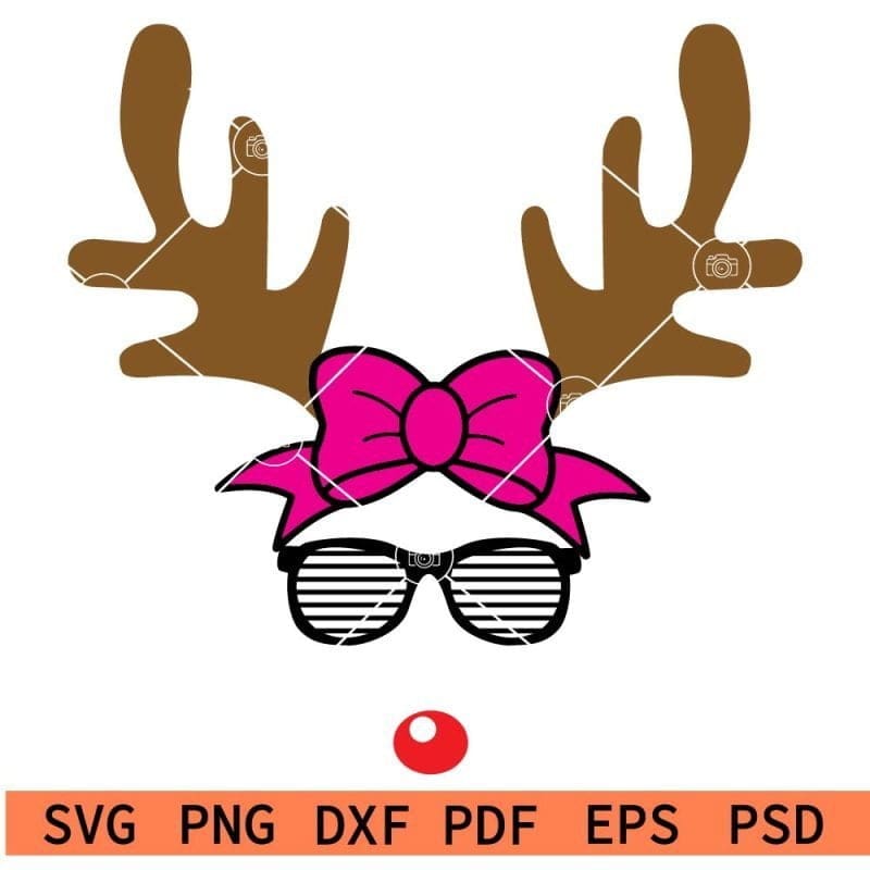 Rudolph the Red Nosed Reindeer SVG, Girl Rudolph Face Svg, Rudolph ...