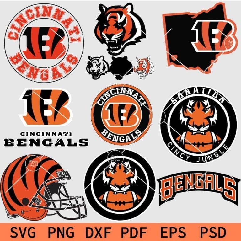 Cincinnati Bengals Logo Bundle SVG, Bengal Head Bundle SVG, Cincinnati ...