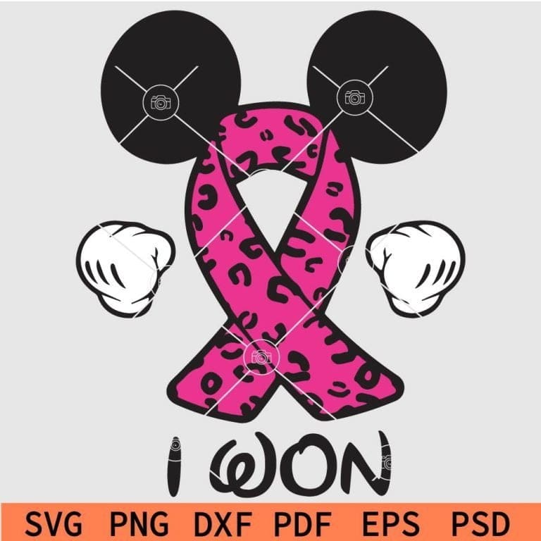 I Won Cancer awareness Ribbon SVG, Disney Cancer Awareness Ribbon SVG