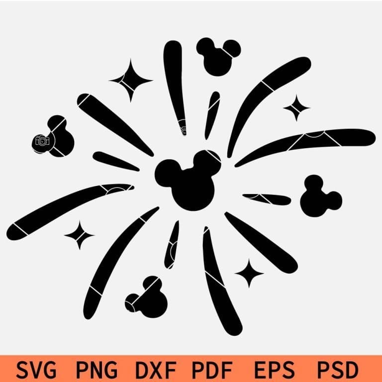 Disney works SVG, Mickey Head Fireworks SVG, Fireworks Mickey SVG