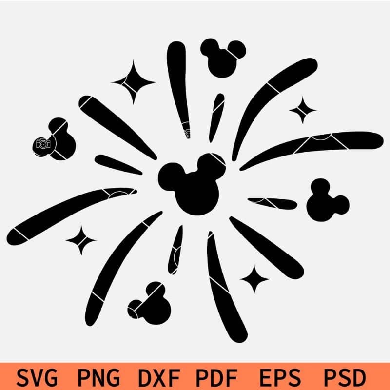 Disney works SVG, Mickey Head Fireworks SVG, Fireworks Mickey SVG