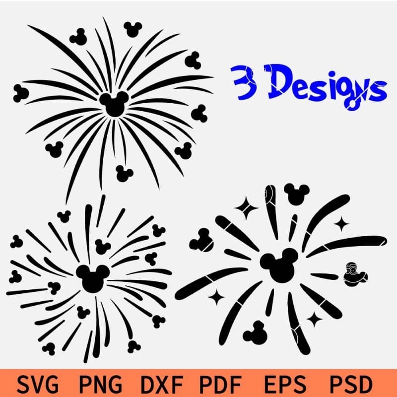 Mickey Head Fireworks Bundle SVG, Fireworks Mickey SVG Bundle, Disney ...