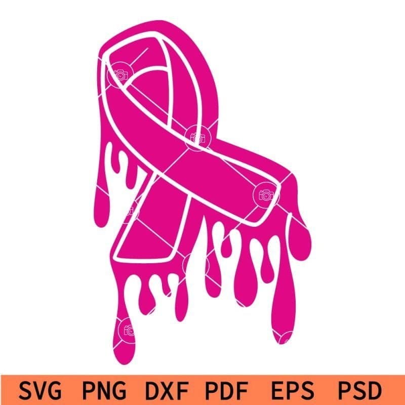 Dripping Cancer Ribbon SVG, Dripping Cancer Awreness Ribbon SVG ...