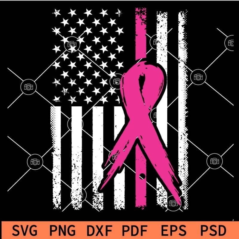 Distressed US Cancer Flag SVG, Patriotic Cancer Awareness SVG ...