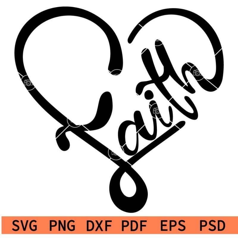 Faith heart SVG, Heart Symbol Faith SVG, Christianity SVG
