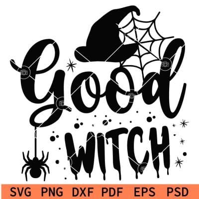 Good witch svg, Witch hat and spiderweb SVG, Good witch spiderweb SVG