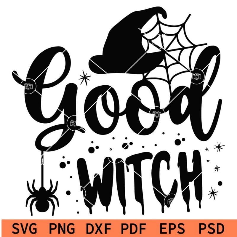 Good witch svg, Witch hat and spiderweb SVG, Good witch spiderweb SVG