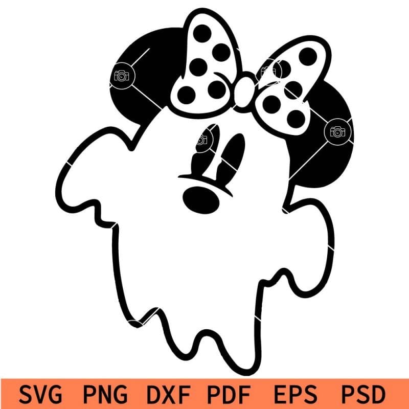 Halloween Minnie Mouse Ears Ghost svg, Halloween Minnie Ghost outline ...