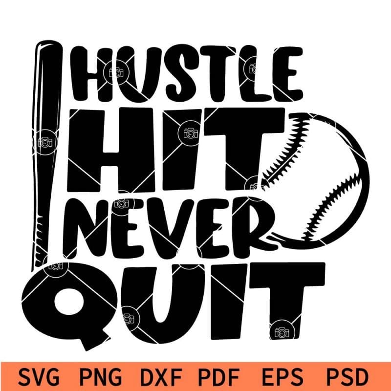 Hustle hit and never quit svg, football monogram svg, football season svg