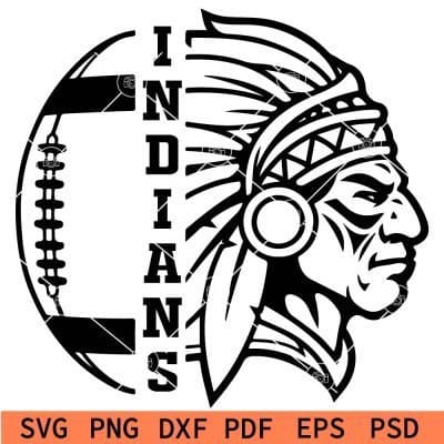 Indians Football monogram SVG, Indians Logo SVG, Indians Football SVG