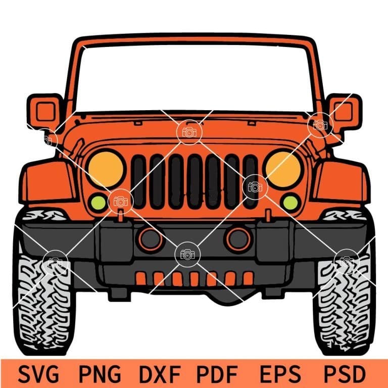 Jeep Front Colored SVG, Cute Jeep Face SVG, Jeep SVG