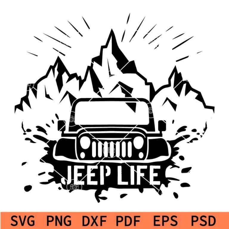 Jeep life mountain splash svg, Adventure Jeep SVG, Explorer Jeep SVG