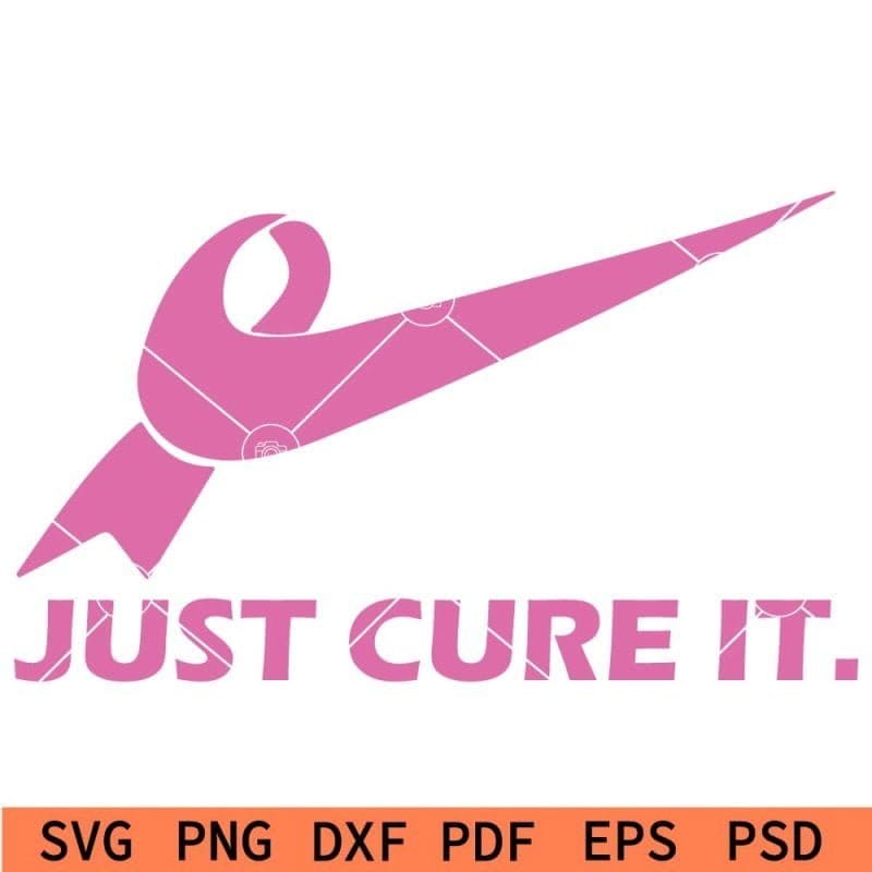 Just cure it SVG, Cancer awareness Nike Logo SVG, Nike Logo Pink Ribbon ...