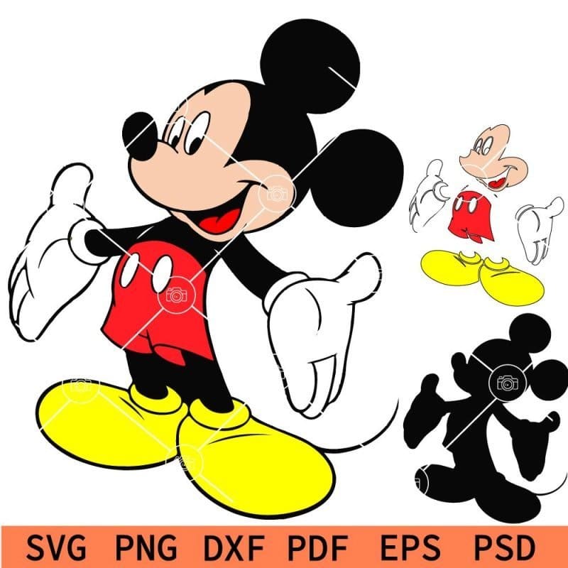 Happy Mickey Raising Hand SVG, Happy Disney Standing SVG, Standing ...