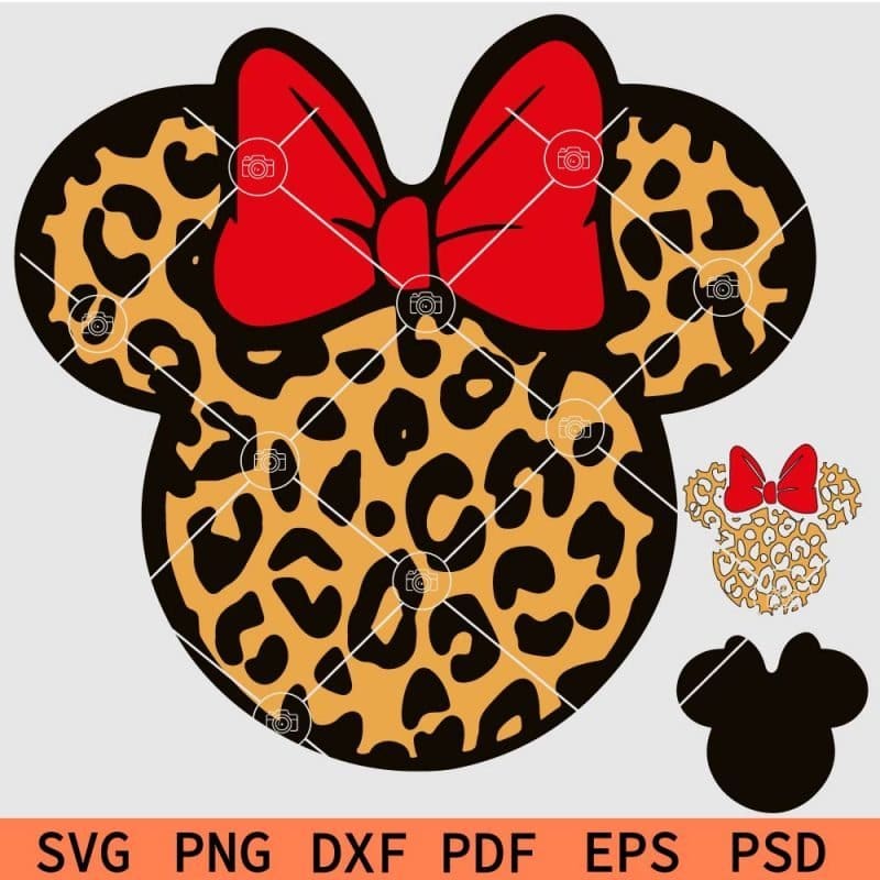 Leopard Prints Minnie Mouse Layered SVG, Animal Prints Minnie Head ...