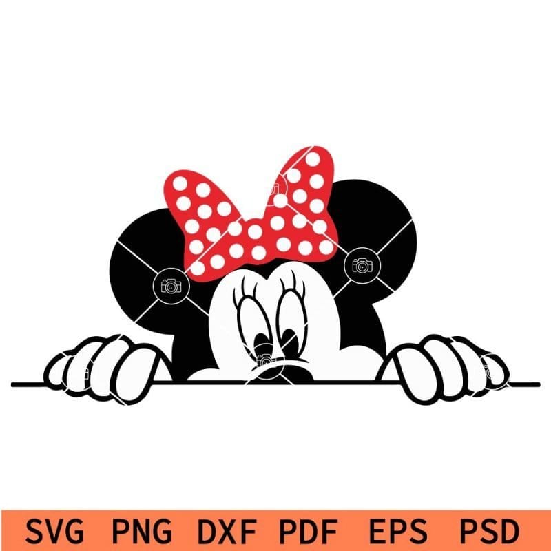 Minnie Mouse Face SVG, Happy Minnie Sketch SVG, Disney Face Outline SVG