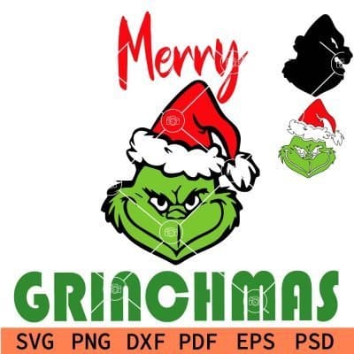 Merry Grinchmas SVG, Grinch Face SVG, Merry Christmas SVG