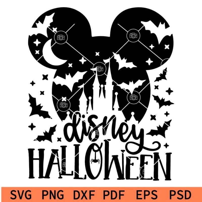 Disney Halloween SVG, Mickey Head Halloween Scene SVG, Mickey Head with ...