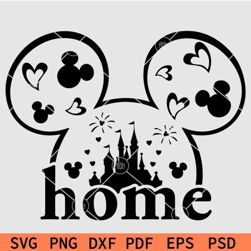 Mickey Mouse home word SVG for cricut, Mickey Head with Magical Castle ...