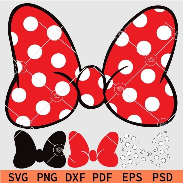 Minnie Mouse Bow Bundle SVG, Disney Bow Bundle SVG, Red and Black ...