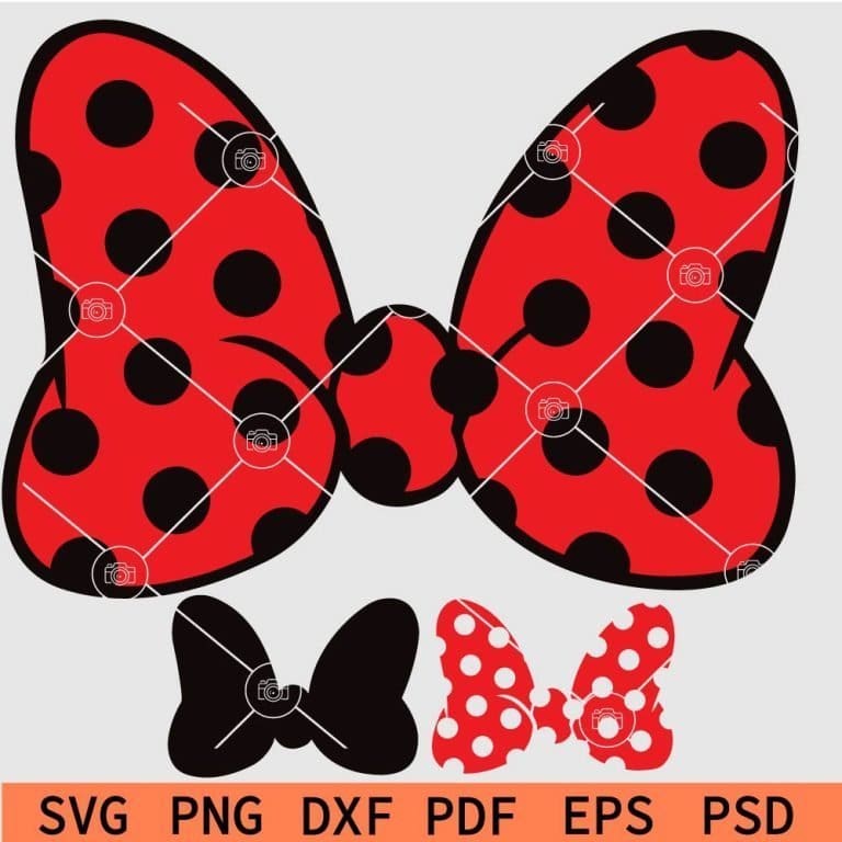 Minnie Mouse Bow SVG, Red Black White Minnie Mouse Bow SVG, Disney Bow ...