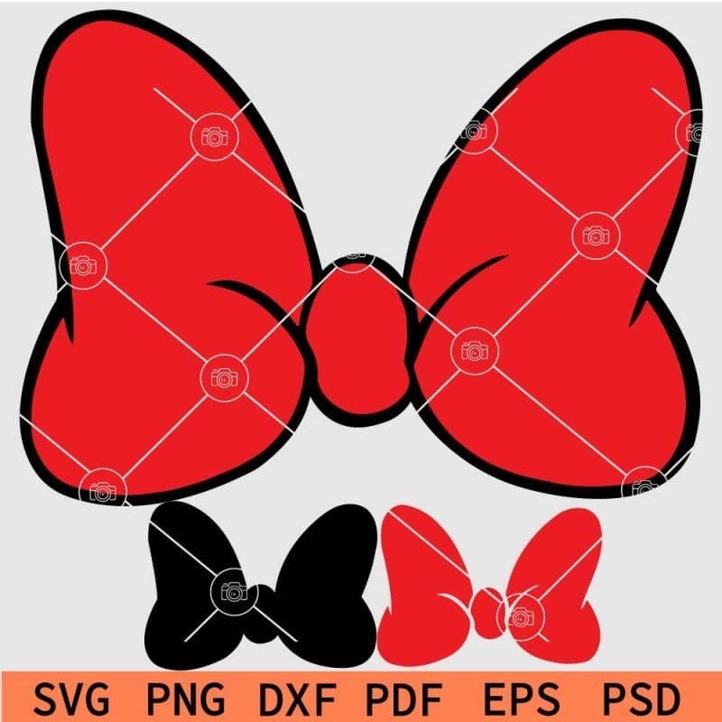 Minnie Mouse Bow SVG, Red and Black Minnie Mouse Bow SVG, Disney Bow ...