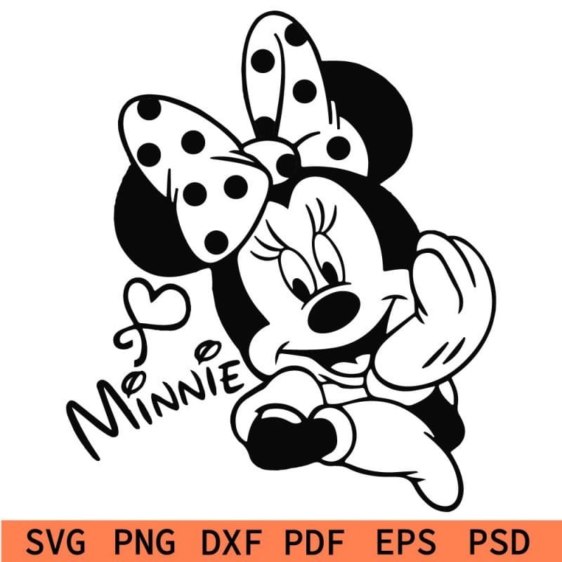Minnie Signature SVG, Disney Signature SVG, Happy Minnie with polka ...
